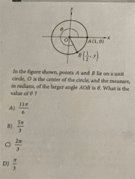 In The Figure Shown Points A And B Lie On A Unit Circle O Is The Center Of The Circle A Math