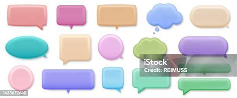 3d 음성 거품 침대 색상에서 현실적인 아이콘 세트 통신 대화 아이콘 만화 스타일 벡터 일러스트 레이 션 3차원 형태에 대한 스톡 벡터 아트 및 기타 이미지 Istock