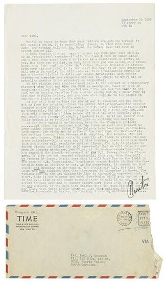 Lot Art Signed Typescript Letter From Hunter Thompson 1958