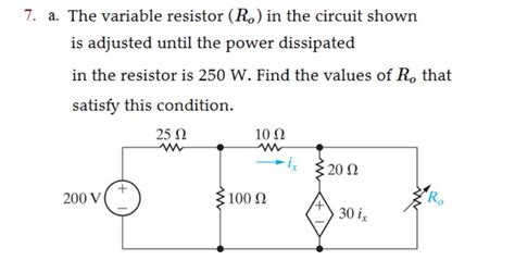 Solved A The Variable Resistor R In The Circuit Shown Chegg