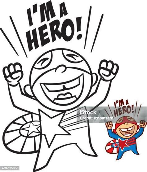 슈퍼 히어로 소년 색칠입니다 흰색 배경에 고립 된 만화 캐릭터 슈퍼히어로에 대한 스톡 벡터 아트 및 기타 이미지 슈퍼히어로