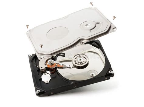 computer hard disk inside view with mirrored blank disks on which data