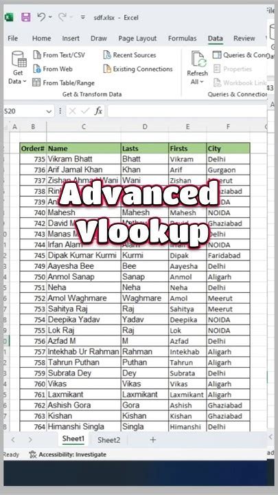 Vlookup In Excel Advanced Vlookup Function In Excel Ytshorts