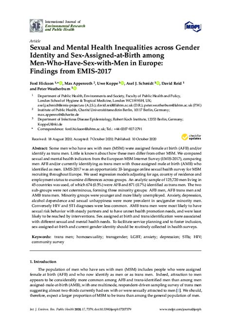 Pdf Sexual And Mental Health Inequalities Across Gender Identity And