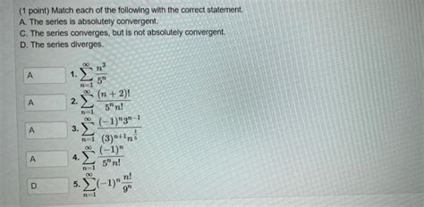 Solved 1 Point Match Each Of The Following With The