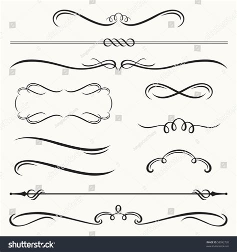 Vector Illustration Decorative Border Frame Set Stock Vector Royalty