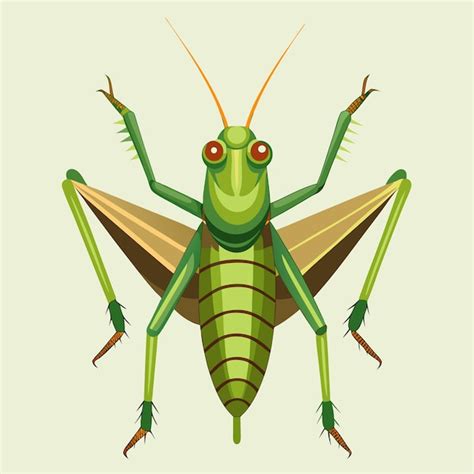 A Drawing Of A Green Grasshopper With A Brown Background Premium Ai