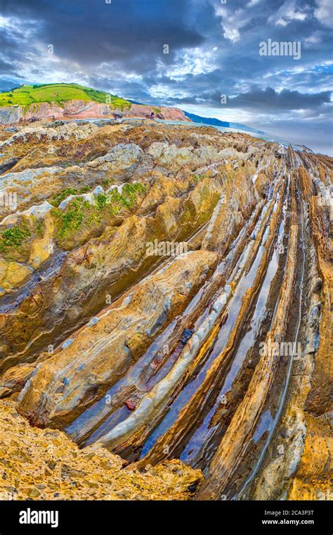 Steeply Tilted Layers Of Flysch Flysch Cliffs Basque Coast Unesco