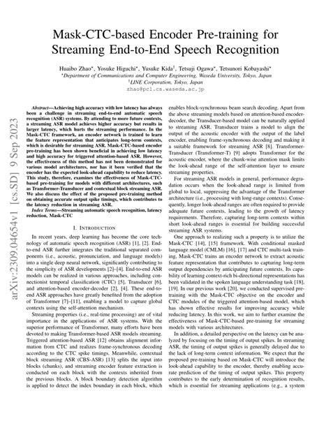 pdf mask ctc based encoder pre training for streaming end to end