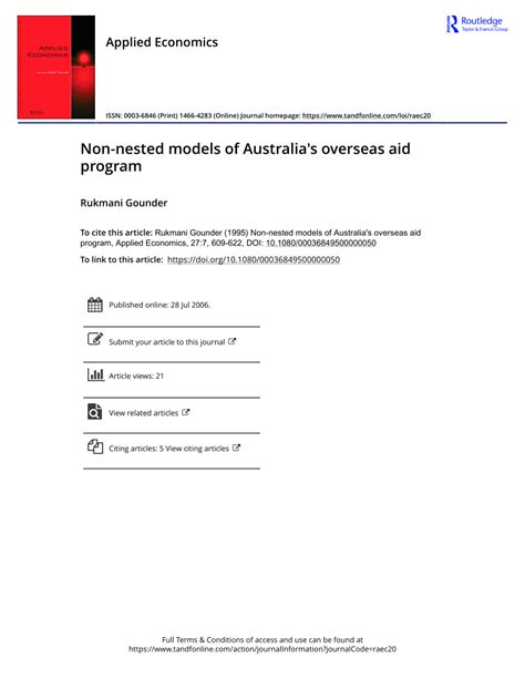 pdf non nested models of australia s overseas aid program