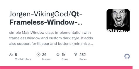 Github Jorgen Vikinggodqt Frameless Window Darkstyle Simple Mainwindow Class Implementation
