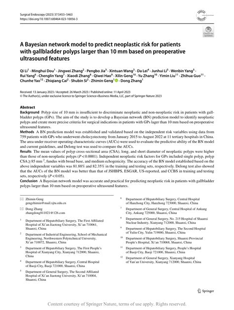 A Bayesian Network Model To Predict Neoplastic Risk For Patients With Gallbladder Polyps Larger