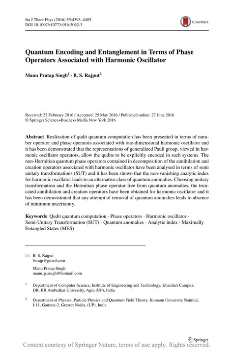 quantum encoding and entanglement in terms of phase operators