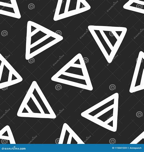 Geometric Seamless Pattern With Repeating Triangles Drawn By Hand Sketch Doodle Stock Vector