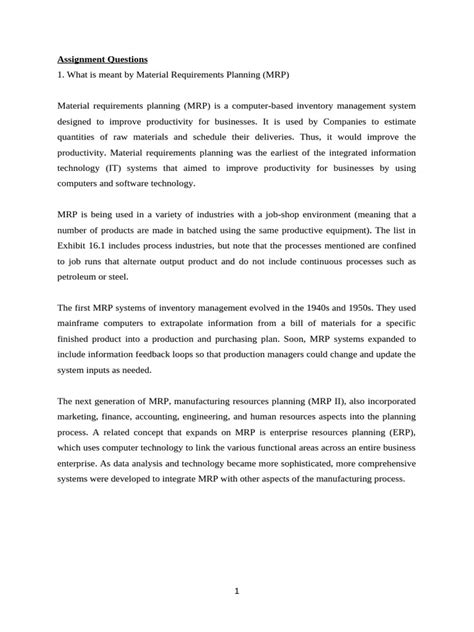 Assignment Material And Supply Practice Pdf Production And