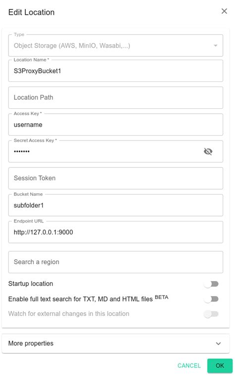 exposing local folders as object storage with s3proxy tagspaces docs