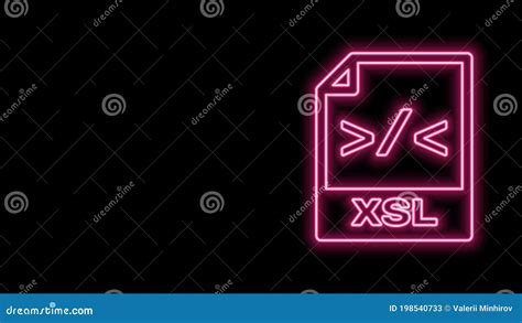 Glowing Neon Line Xsl File Document Download Xsl Button Icon Isolated On Black Background