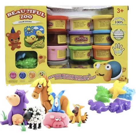 Sunny Shop 12 In 1 Colorful Mini Clay Set By Beautiful Zoo Play Set Art