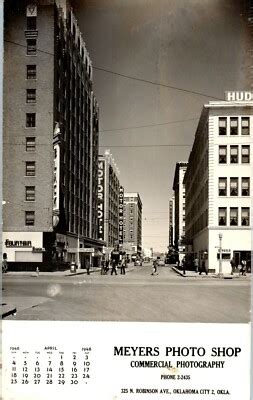 Rppc Oklahoma City Street Scene And 1948 Calender Meyers Shop Oklahoma D6