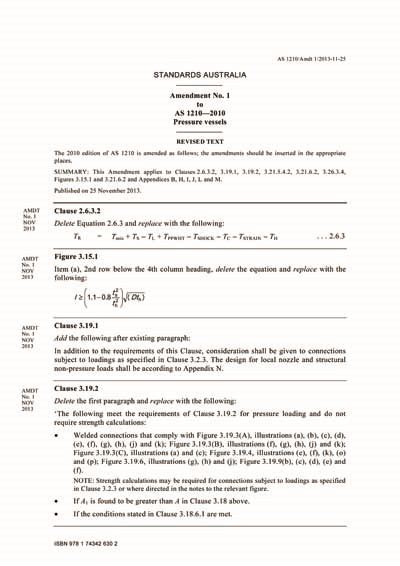 As 1210 2010amdt 1 2013 Pressure Vessels Foreign Standard