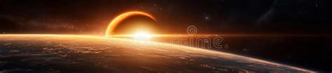A Breathtaking View Of A Solar Eclipse From Space Showing Earth S
