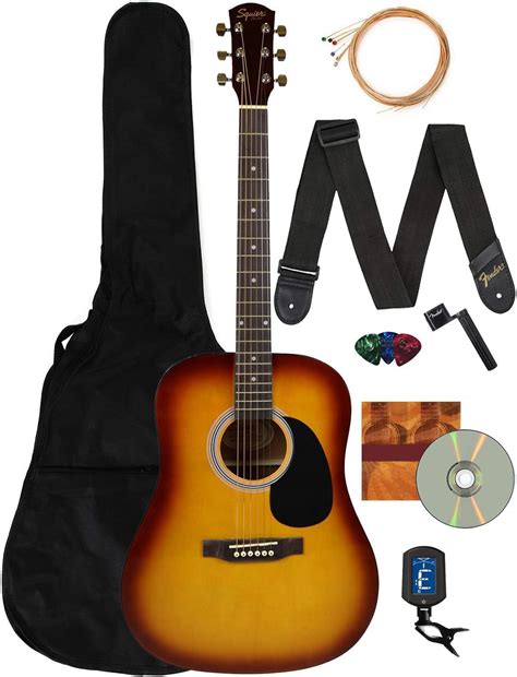 Fender Squier Dreadnought Acoustic Guitar Sunburst Bundle