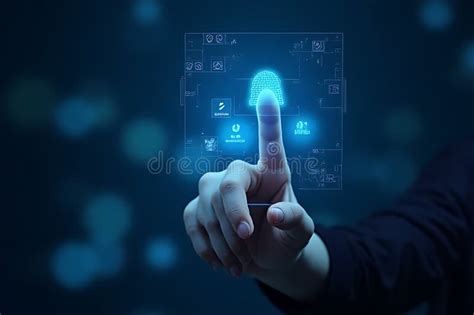 Close Up Of Futuristic Cybersecurity Lab Digital Fingerprint
