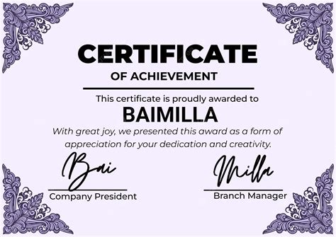 Simple Purple Certificate Template Download On Pngtree