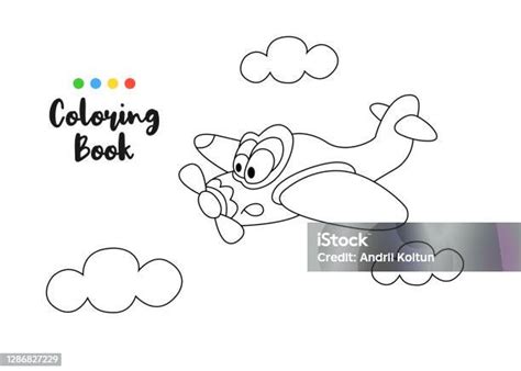 색칠 공부 페이지 재미 만화 항공기 비행기 비행기와 구름색 어린이와 어린이를위한 교육 게임 벡터 일러스트레이션 0명에 대한 스톡 벡터 아트 및 기타 이미지 Istock