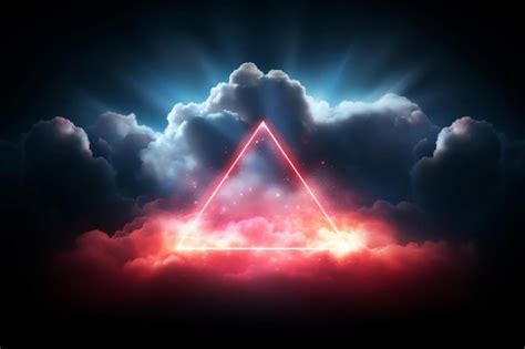 Premium Photo Abstract Glowing Neon Triangle Shape And Cloud Background