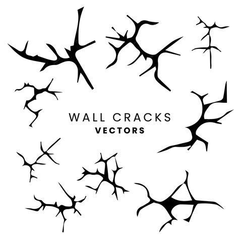 Premium Vector A Set Of Black And White Wall Cracks Vector Graphics