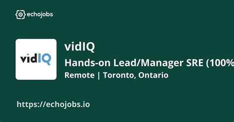 vidiq is hiring hands on lead manager sre 100 remote usd 120k 180k