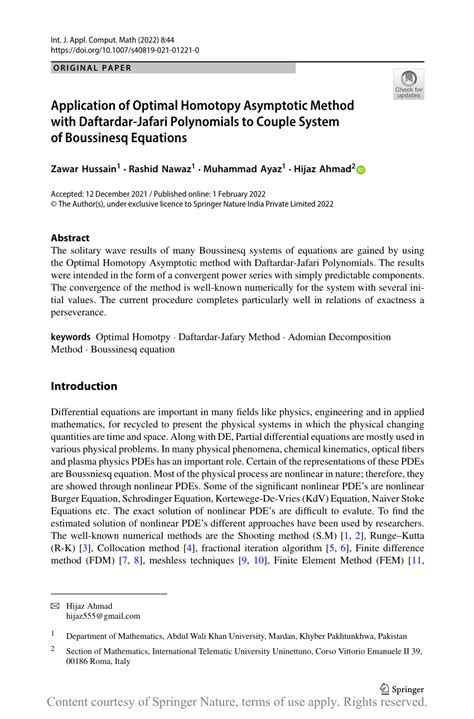 Application Of Optimal Homotopy Asymptotic Method With Daftardar Jafari Polynomials To Couple