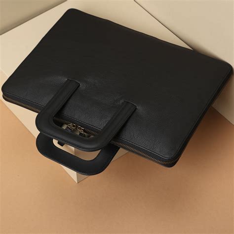Leather Laptop Case With Handles Black Out Of The Factory