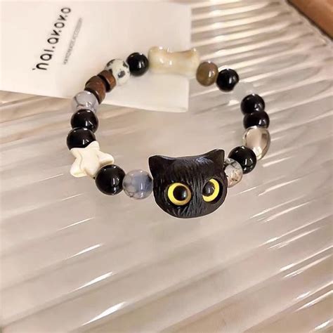 Cute Cat Bracelet Adjustable Black Rope Bracelets For Couple Friendship