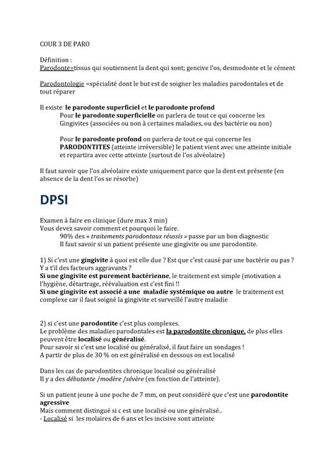 Parodontologie Cours 3 Cour 3 De Paro Définition Parodontetissus Qui Soutiennent La Dent