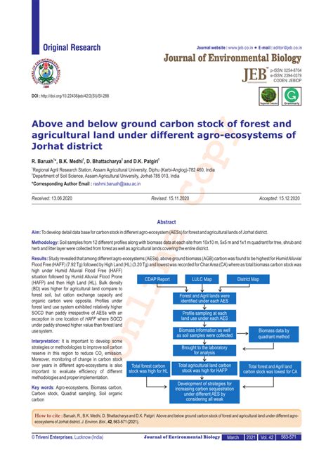 Pdf Above And Below Ground Carbon Stock Of Forest And Agricultural