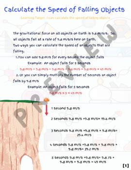 Gravity Calculate The Speed Of Falling Objects By Solutions 4 Science Teachers