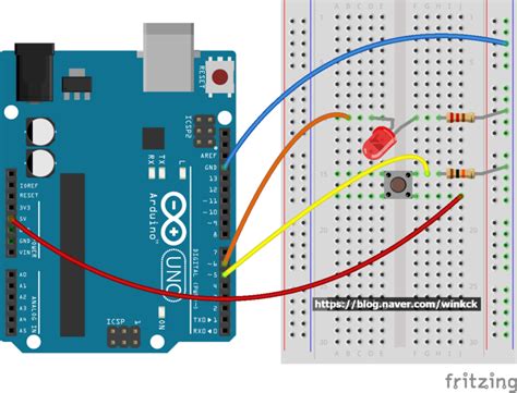 버튼으로 Led 제어하기 아두이노 실습 예제 네이버 블로그