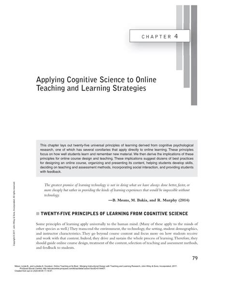 Applying Cognitive Science To Online Teaching And Learning Strategies Docslib
