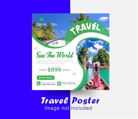 여행 앤 투어 소셜 미디어 포스트 인스타그램 포스터 웹 배너 디자인 템플릿 프리미엄 벡터