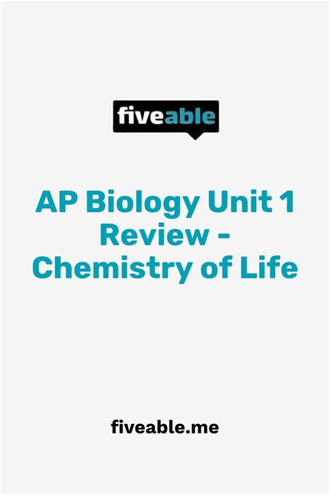 Ap Biology Unit 1 Review Chemistry Of Life Biology Units Ap