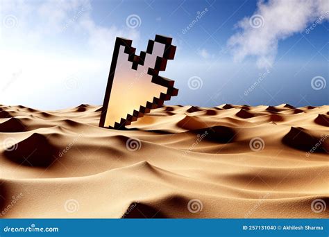 Fallen Down Error Crashed Computer Mouse Cursor Pixel Pointer In Desert