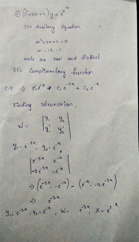 linear algebra solve d 2 3d 2 y e {e x} using method of