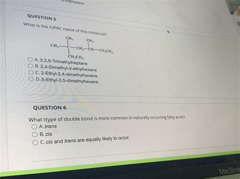 Answered Clopropane Question 5 What Is The Iupac… Bartleby