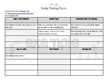Simple Note Taking Form By Lovie And The Bug Designs Tpt