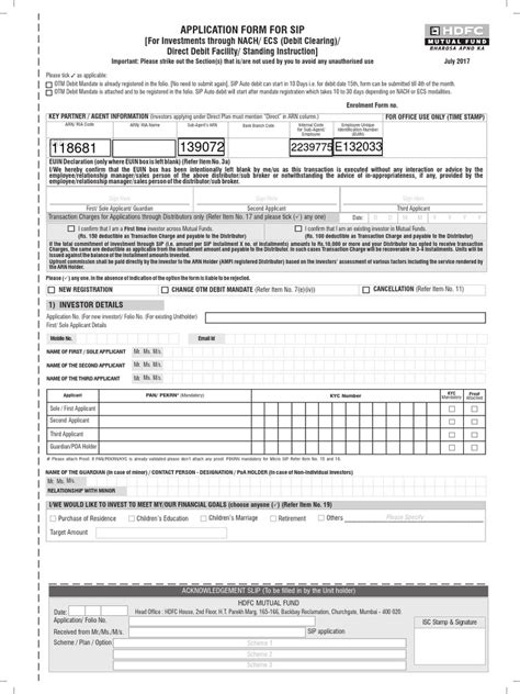 Hdfc Sip Form Download Free Pdf Cheque Financial Services