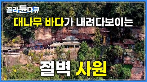 신선이 쉬어가는 선계의 풍경 바다처럼 끝없이 펼쳐진 대나무숲이 내려다보이는 가파른 절벽 그 한가운데 세워진 사원죽순과 닭으로 만든 보양식중국 사천세계테마기행