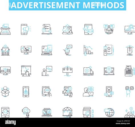 Advertisement Methods Linear Icons Set Billboard Banner Print Radio Social Media