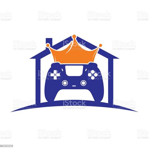 게임 킹 벡터 로고 디자인 크라운 벡터 아이콘 디자인이있는 게임 패드 Brand Name Video Game에 대한 스톡 벡터